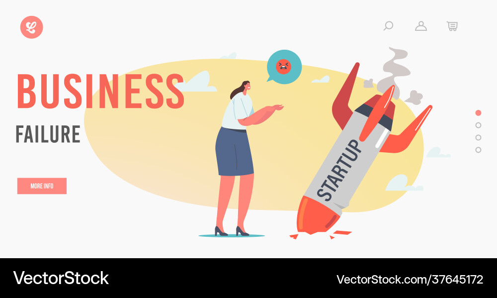 Startup crash business failure landing page Vector Image