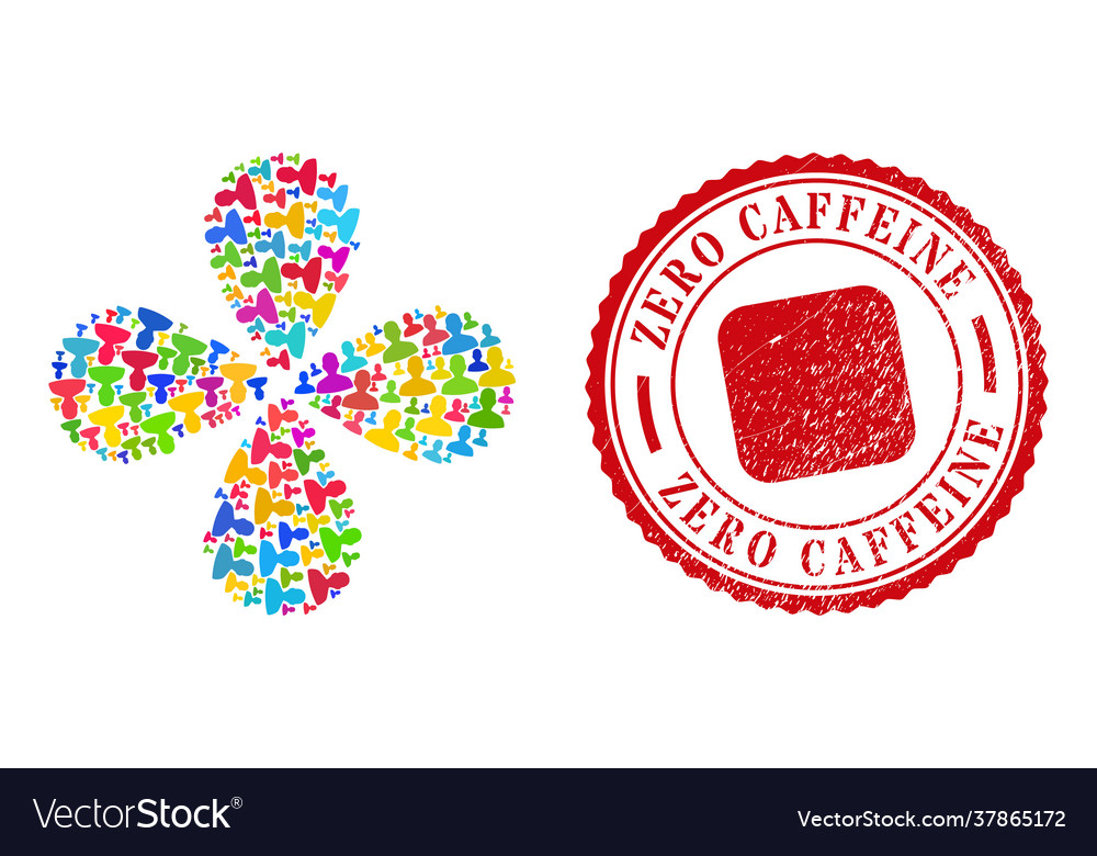 Zero caffeine distress rubber imprint and person Vector Image Zero caffeine distress rubber imprint and person Vector Image