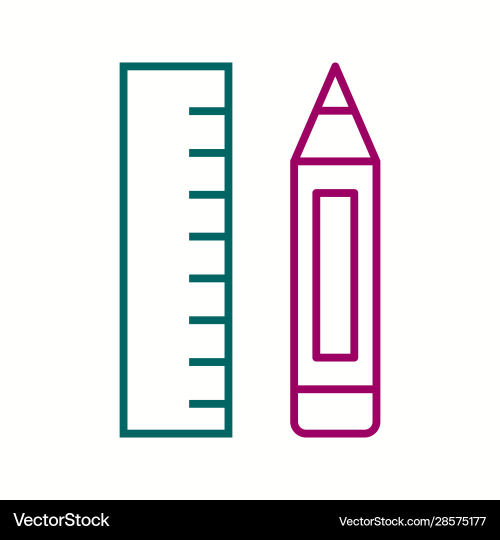 Beautiful pencil and ruler line icon Royalty Free Vector