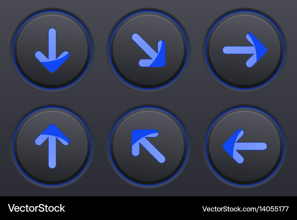 Black buttons with blue arrows arrow keys Vector Image