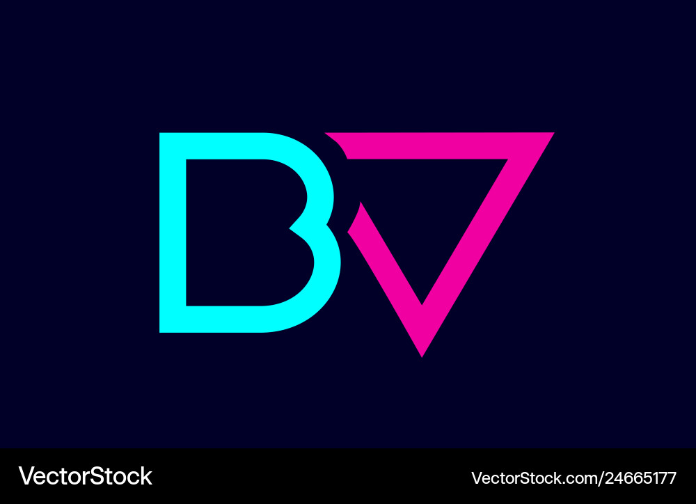 Bv b v blue pink colorful alphabet Royalty Free Vector Image