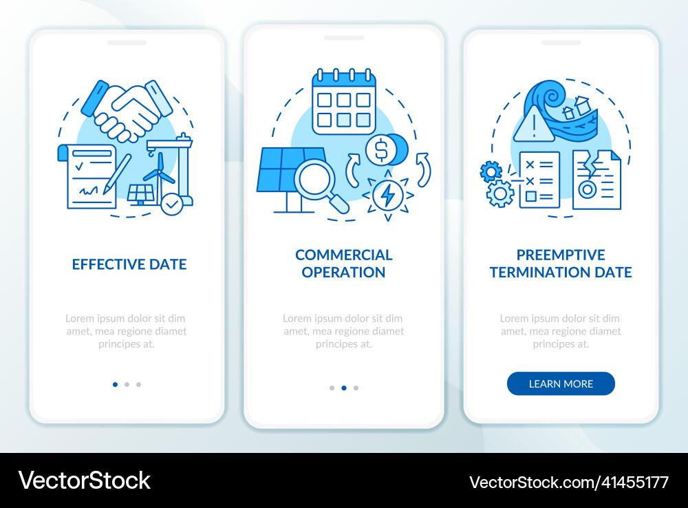 Contract timeline of ppa blue onboarding mobile Vector Image