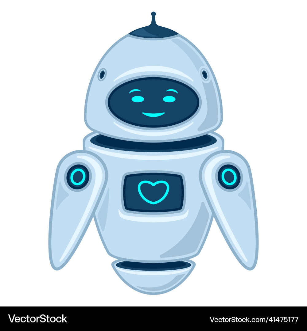 Cute robot assistant realistic cartoon isolated Vector Image