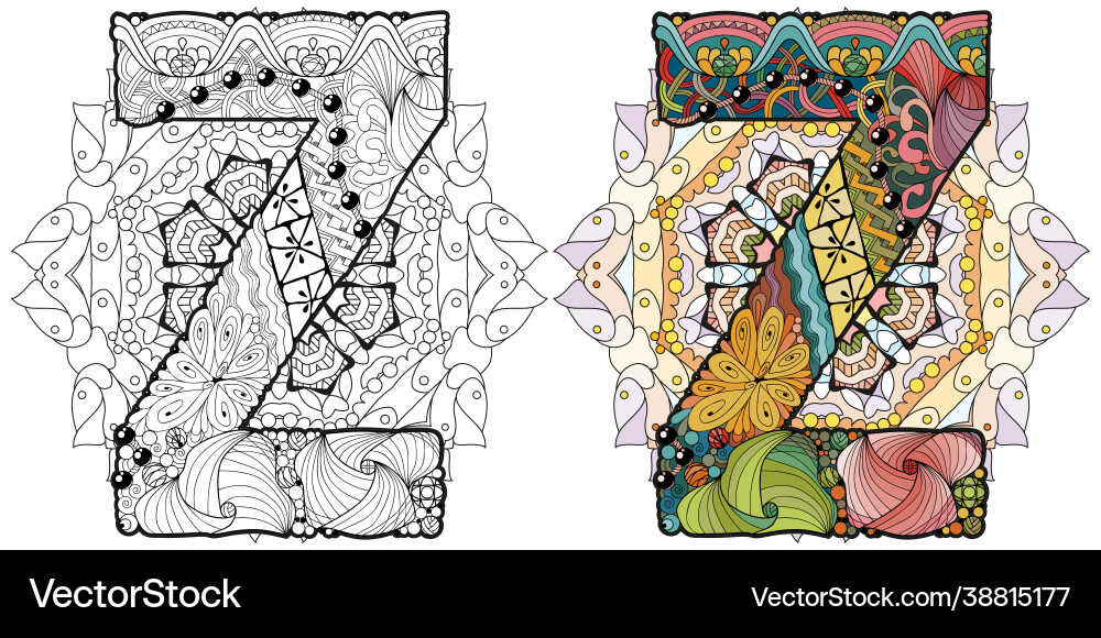 Mandala with letter z decorative entangle Vector Image