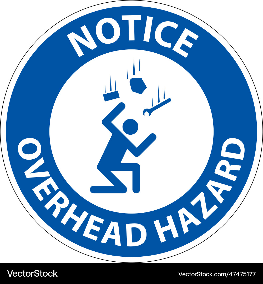 Notice overhead hazard sign on white background Vector Image