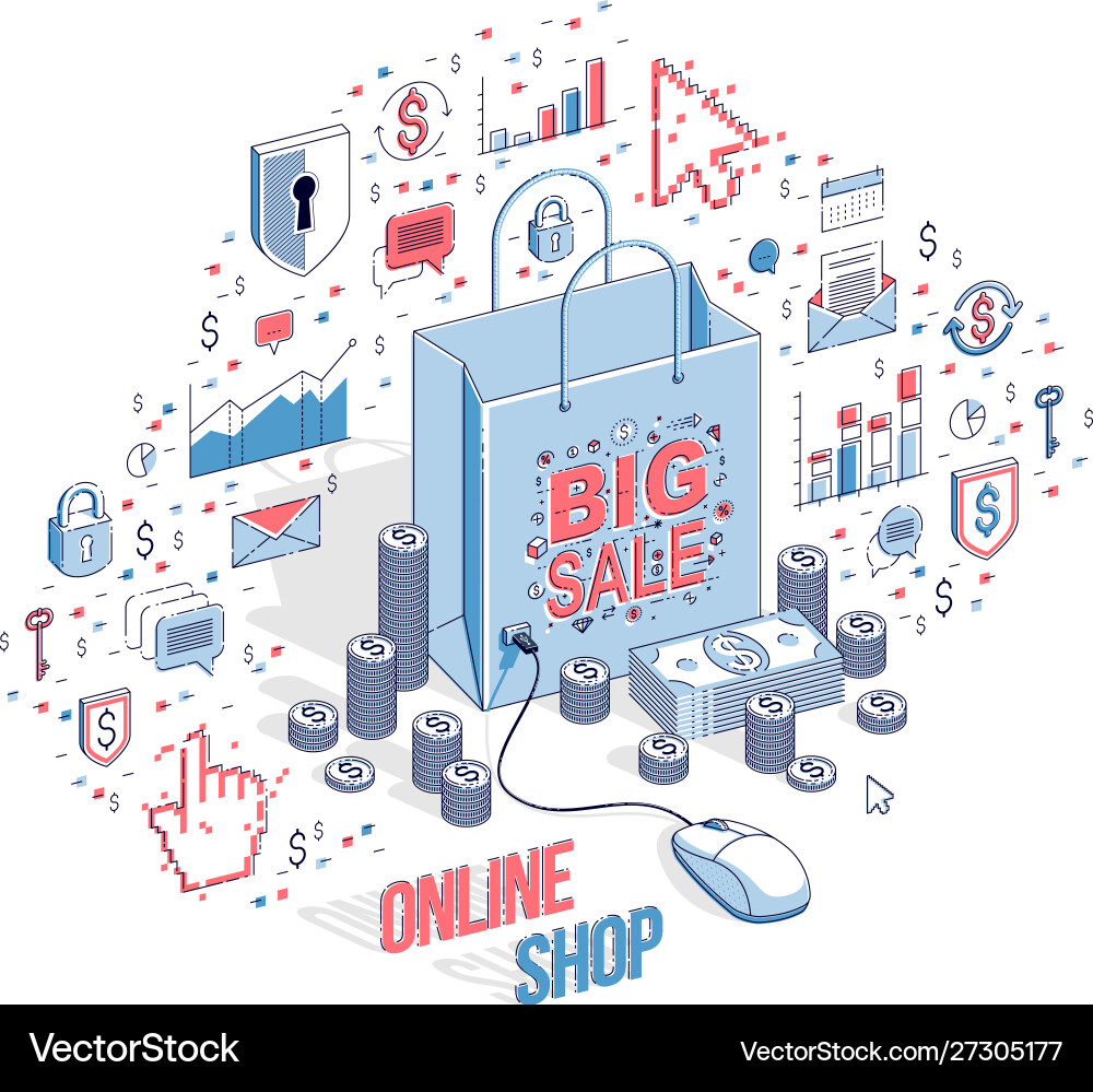Online shop concept web store internet sales Vector Image