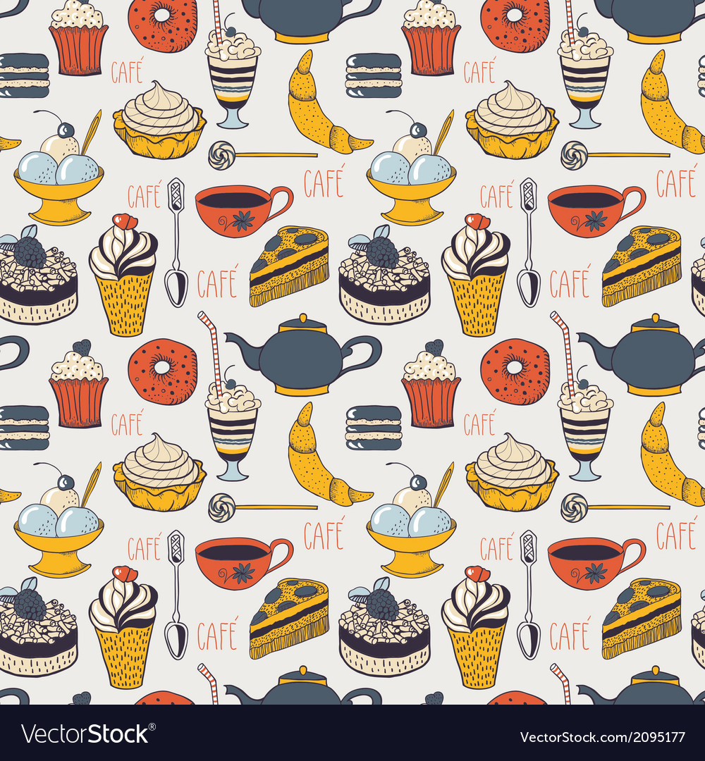 Seamless cafe pattern Royalty Free Vector Image