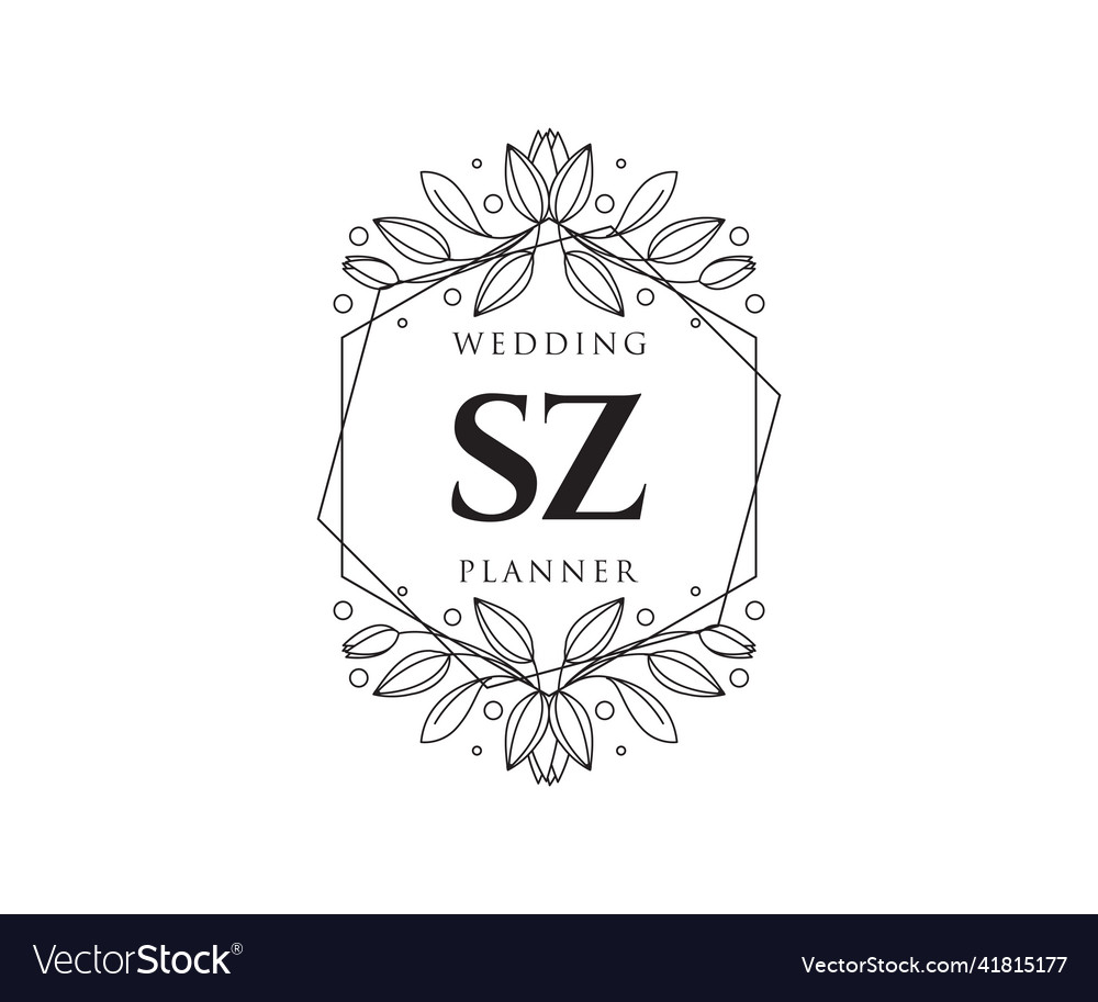 Sz initials letter wedding monogram logos Vector Image