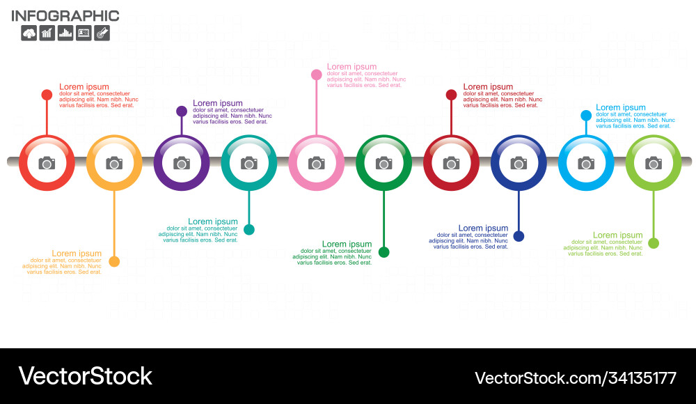 Timeline infographic chart with many color design Vector Image