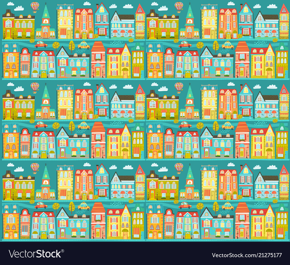 Town pattern Royalty Free Vector Image - VectorStock