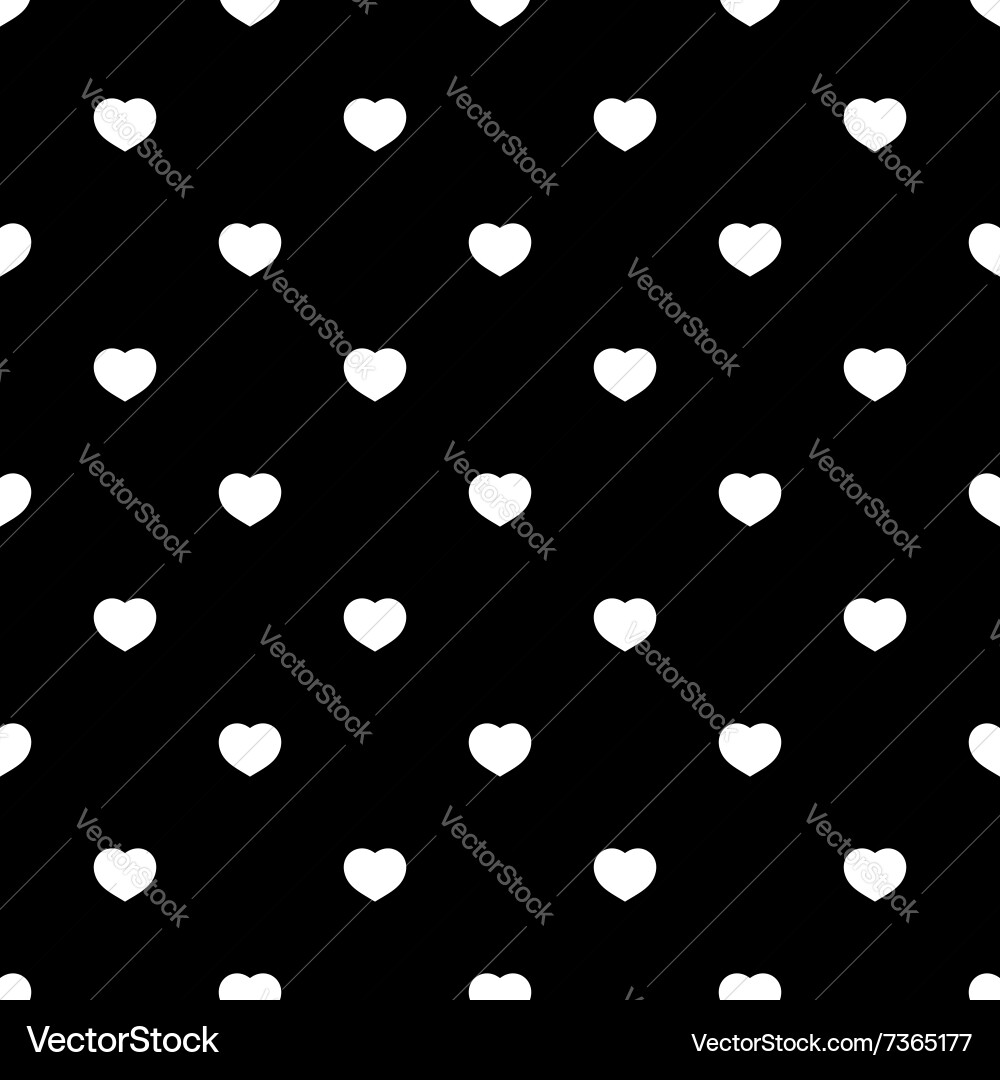 White hearts seamless pattern on black background Vector Image