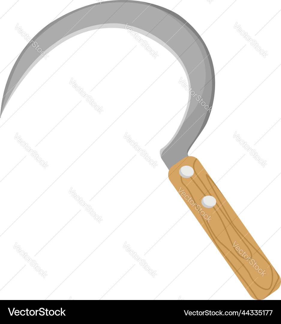 Wooden handle sickle on a white background Vector Image