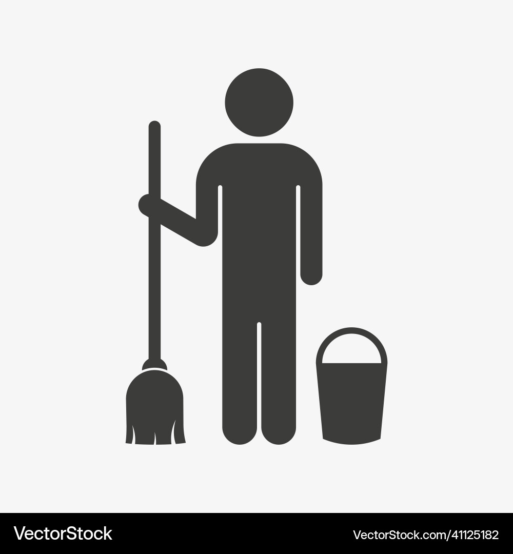 A cleaner man with cleaning tool equipment Vector Image