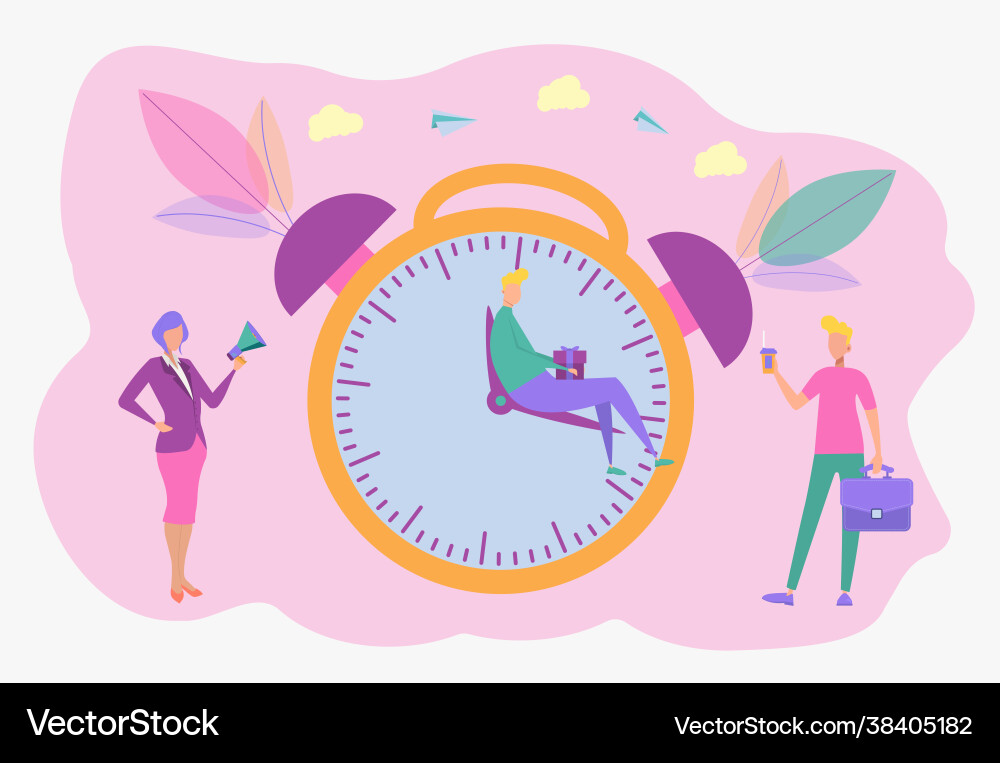 Alarm clock rings in morning work time Royalty Free Vector