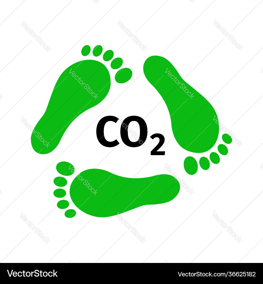 Carbon Footprint Green Icon Royalty Free Vector Image