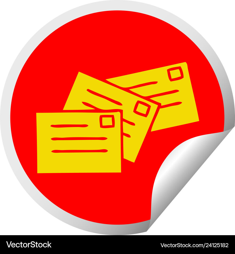 Circular peeling sticker cartoon letters Vector Image