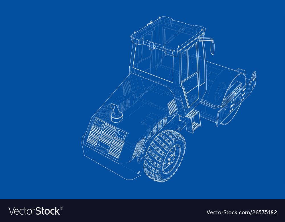 Construction machine asphalt compactor Royalty Free Vector