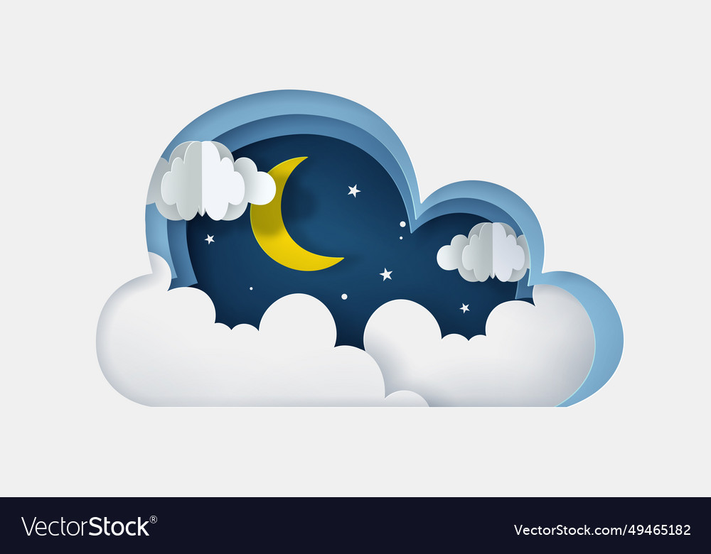 Digital craft style of the moon cloud Royalty Free Vector