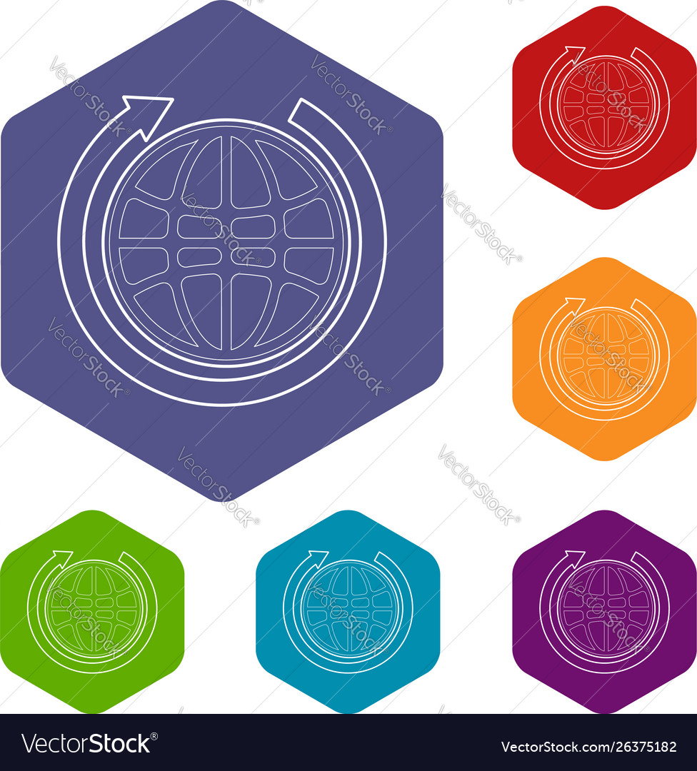 Earth icons hexahedron Royalty Free Vector Image