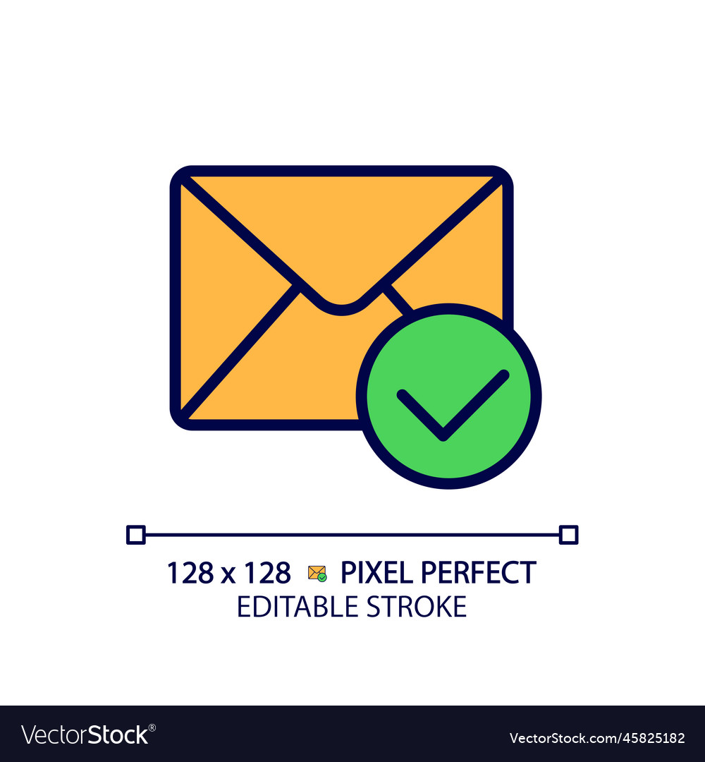 Envelope with checkmark pixel perfect rgb color Vector Image Envelope with checkmark pixel perfect rgb color Vector Image