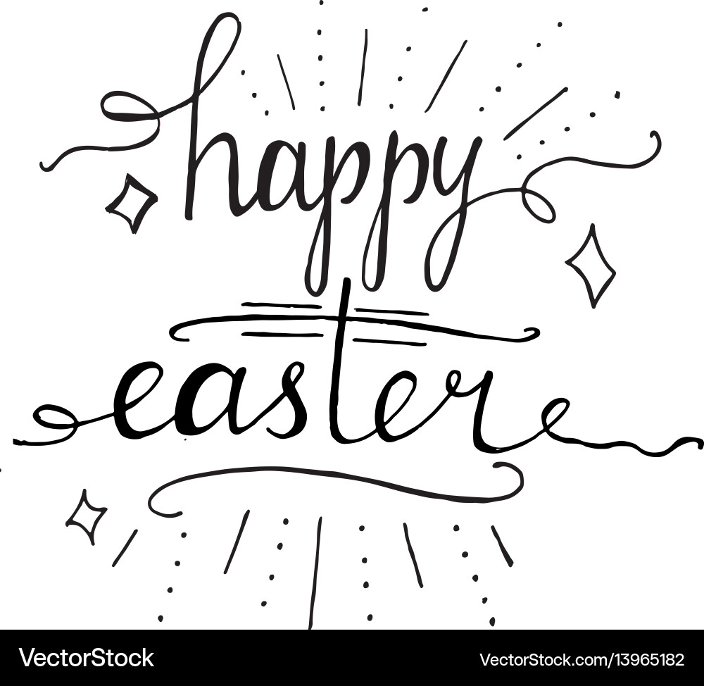 Happy easter lettering hand written easter Vector Image