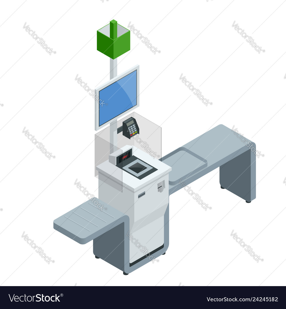 Isometric self-service cashier or terminal point Vector Image