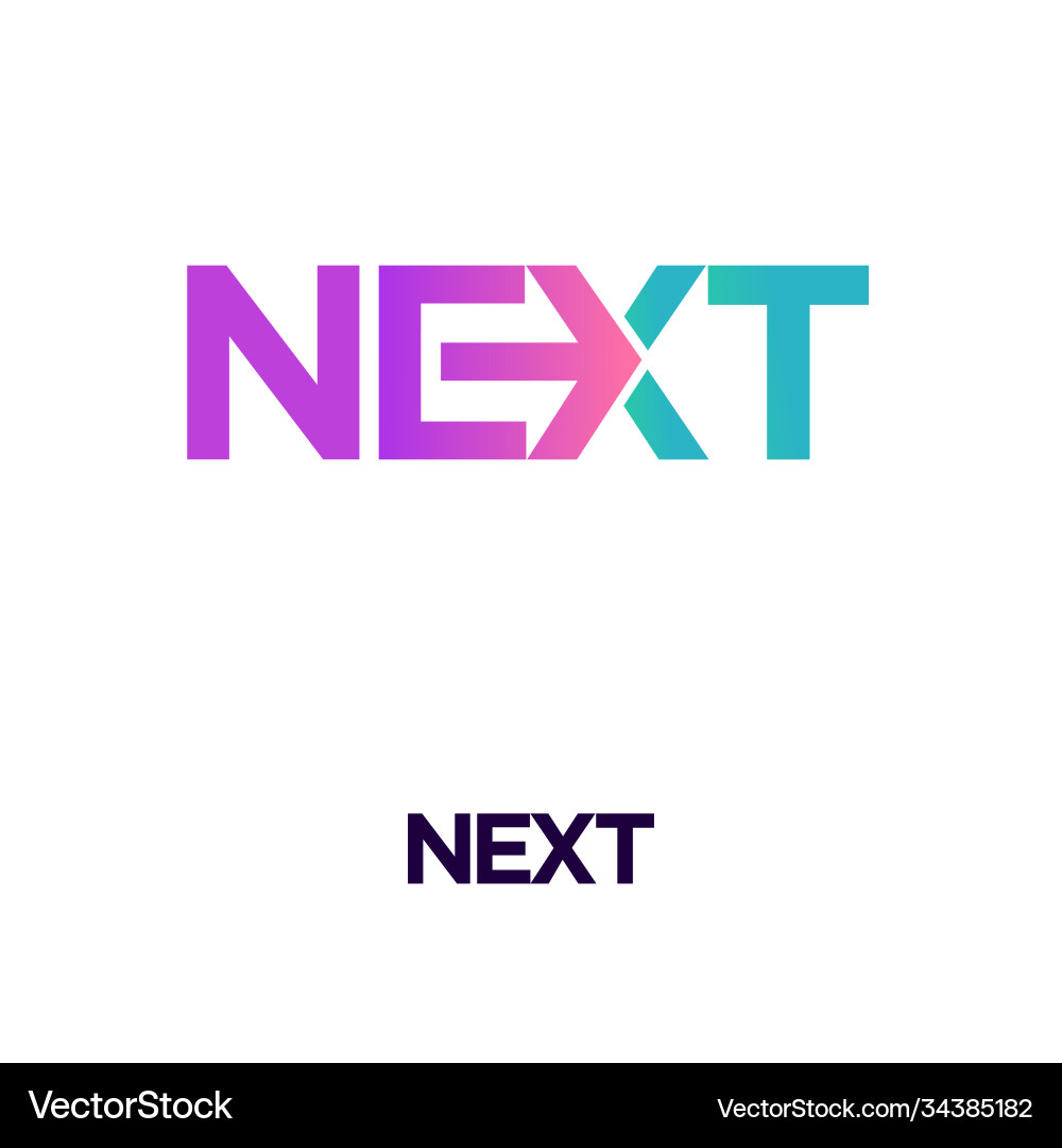 Next word with arrow letter logo design template Vector Image