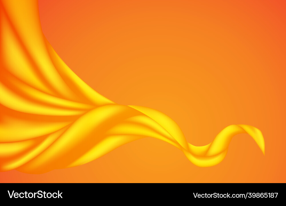 Abstract flying wave golden yellow orange silk Vector Image