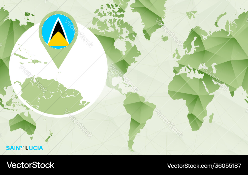 America centric world map with magnified saint Vector Image