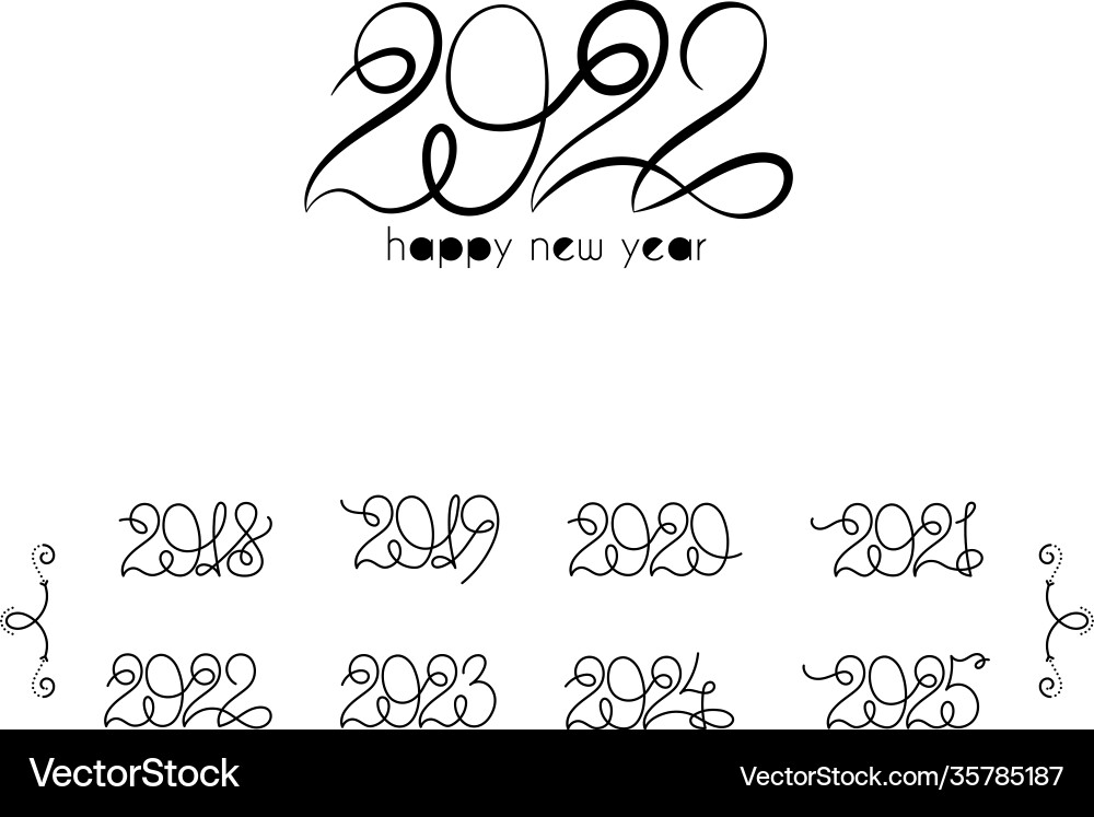 Calendar collection year number ink modern Vector Image