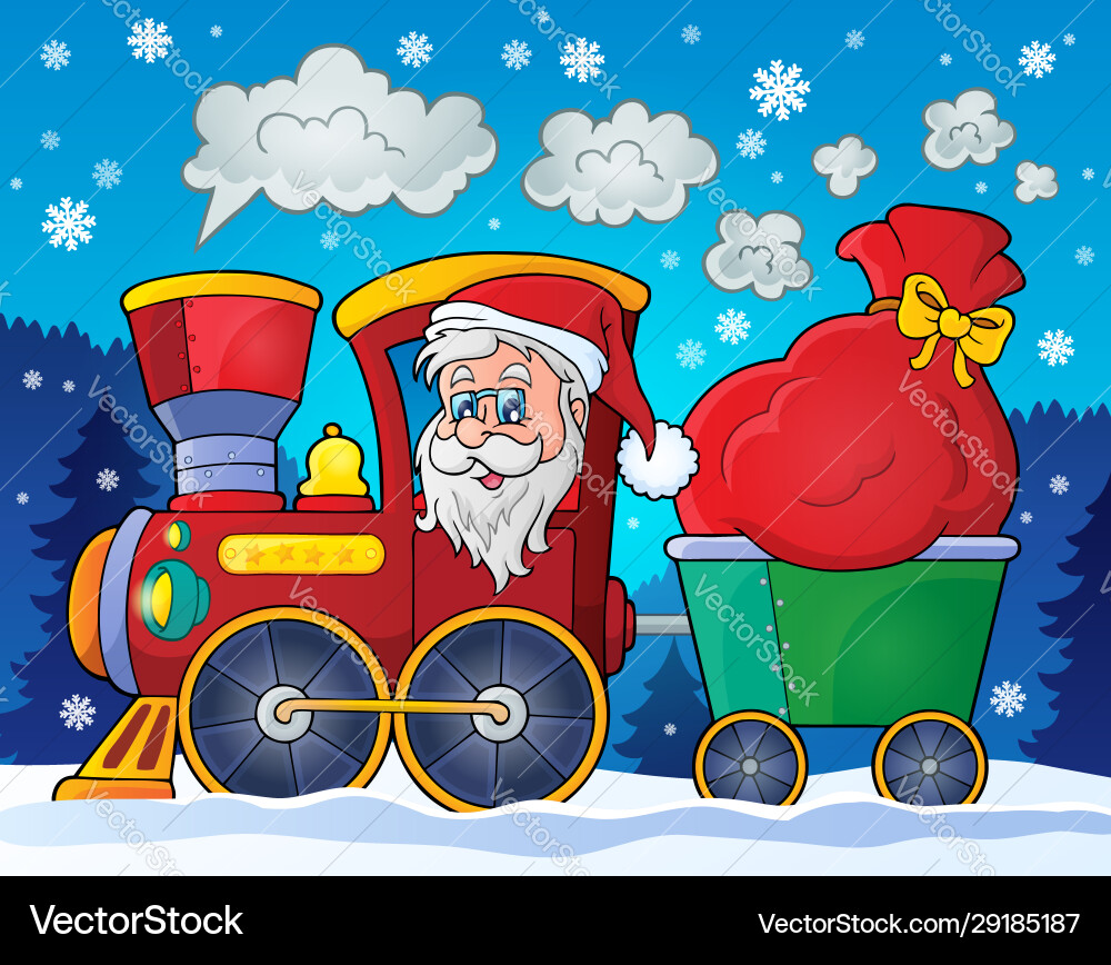 Christmas train theme image 2 Royalty Free Vector Image