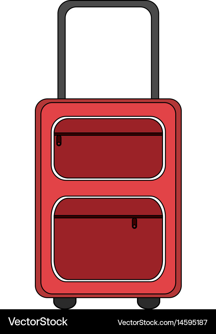 Color image cartoon travel suitcase with handle Vector Image