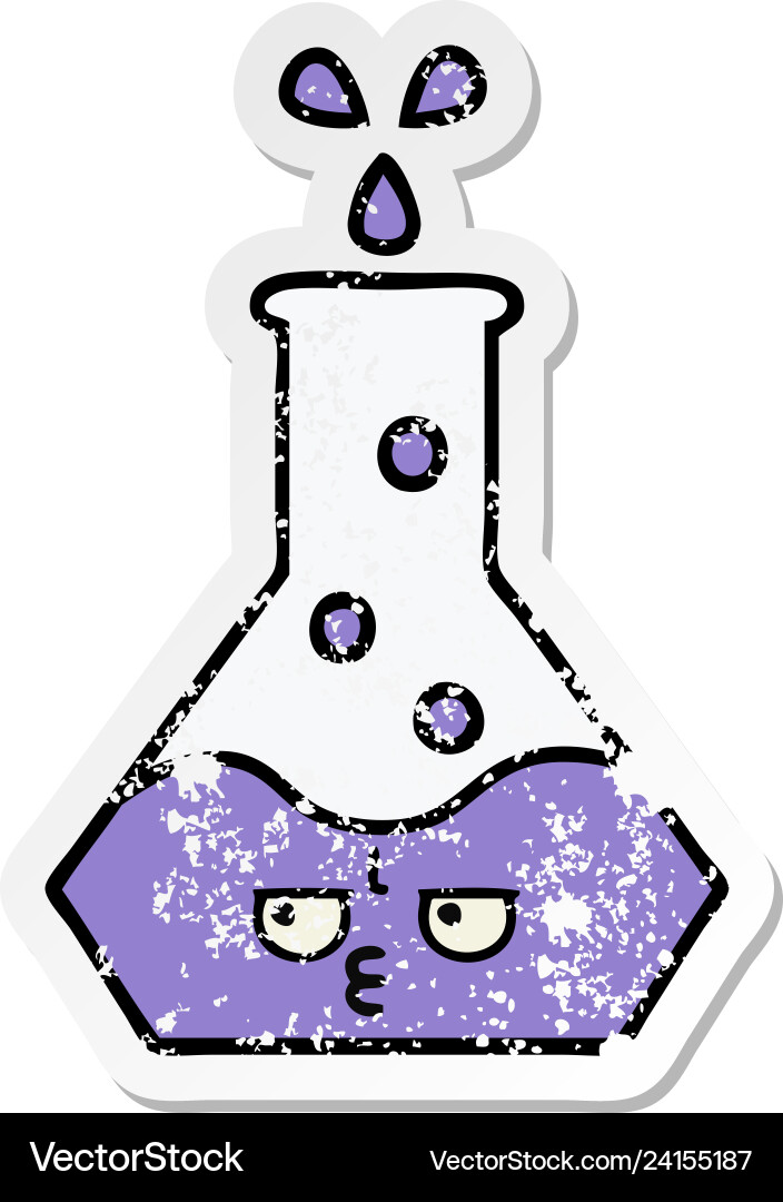 Distressed sticker of a cute cartoon science Vector Image