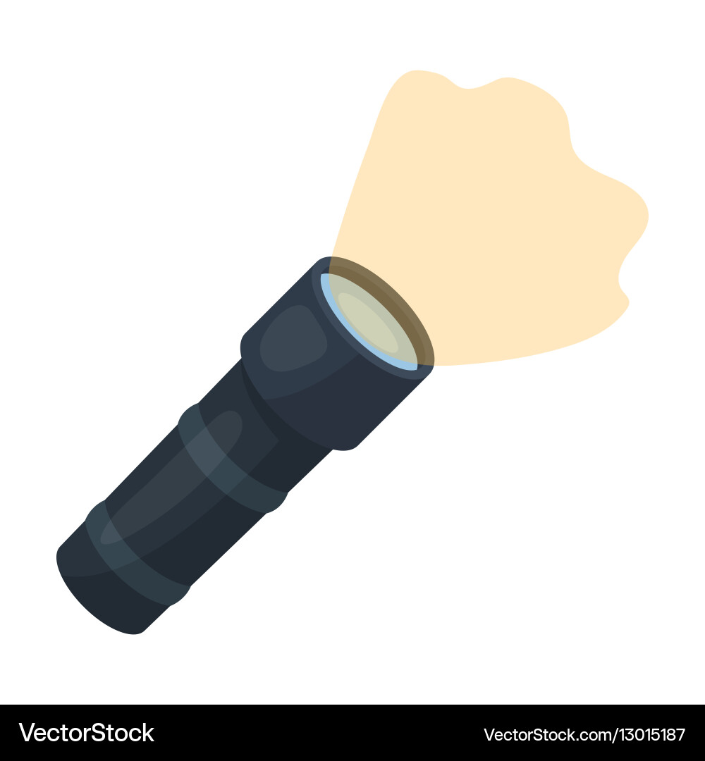 Flashlight icon in cartoon style isolated on white