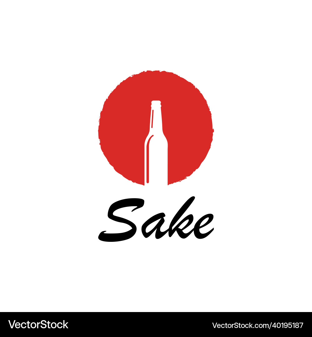Japanese bar wine bottle logo design template Vector Image