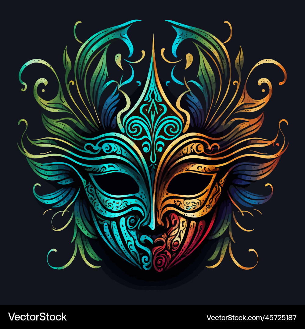 Ornate colorful venetian mask Royalty Free Vector Image