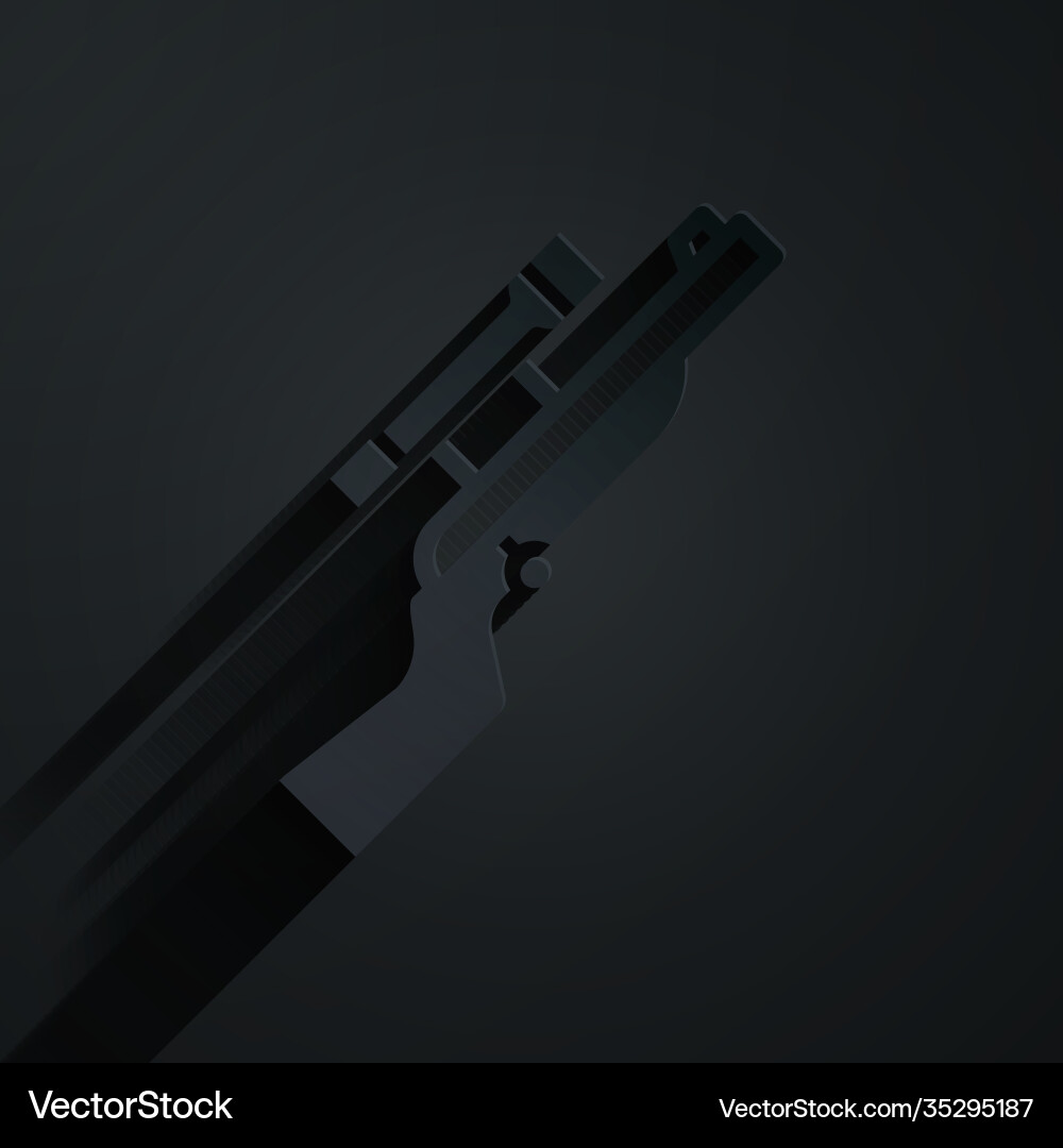 Paper cut sniper rifle with scope icon isolated Vector Image
