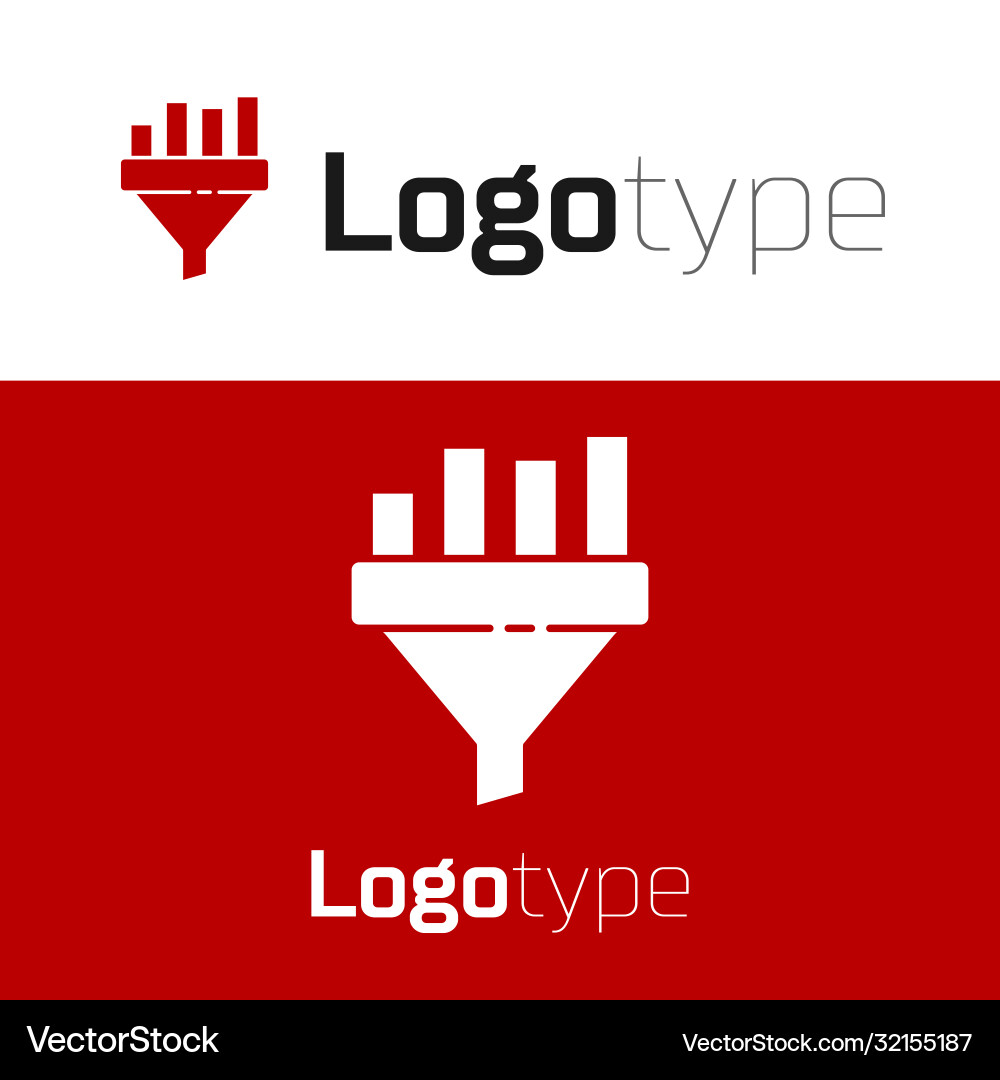 Red sales funnel with chart for marketing Vector Image