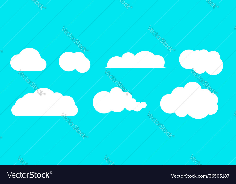 Set different clouds flat Royalty Free Vector Image