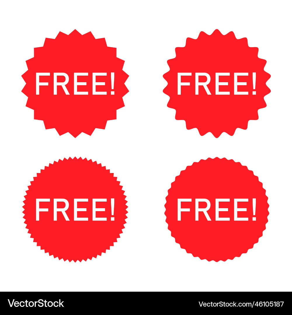 Set of free web button sign promotion design Vector Image