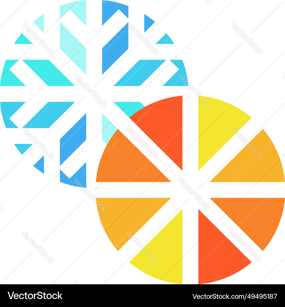 Sun and snowflake symbol for heating air Vector Image