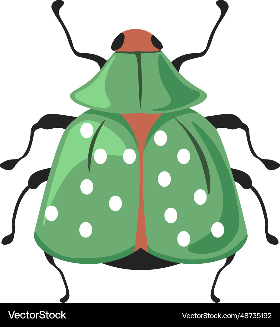 Bug or beetle with green body and dots pattern Vector Image