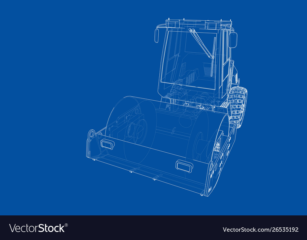 Construction machine asphalt compactor Royalty Free Vector