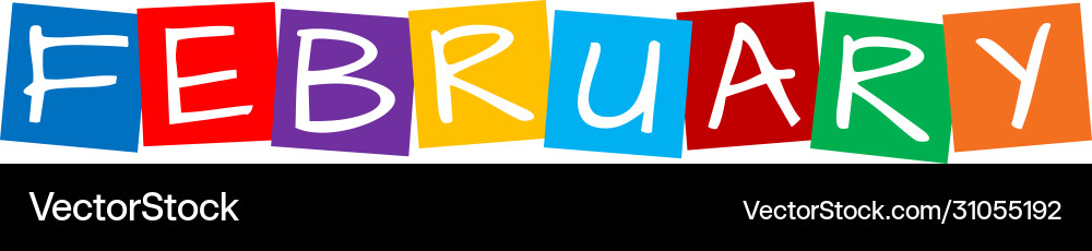 February text in colorful rotated squares Vector Image