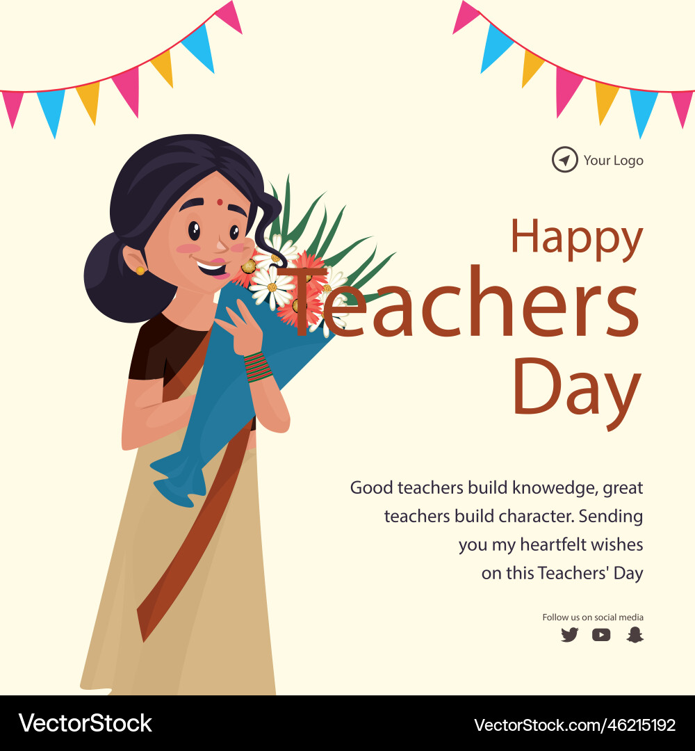 Happy teachers day banner design Royalty Free Vector Image