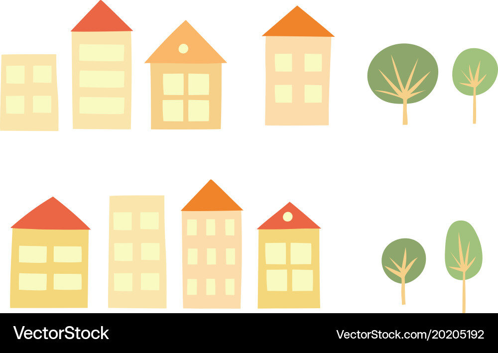 Houses and trees Royalty Free Vector Image - VectorStock
