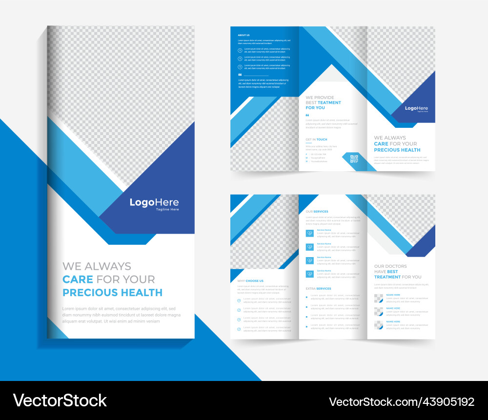 Medical trifold brochure design template layout Vector Image