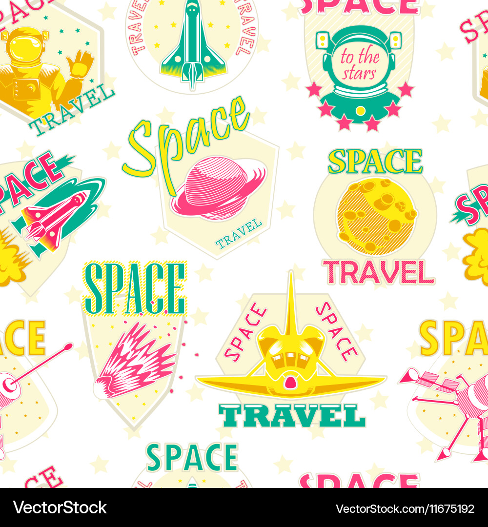 Seamless pattern of cosmic icons Royalty Free Vector Image