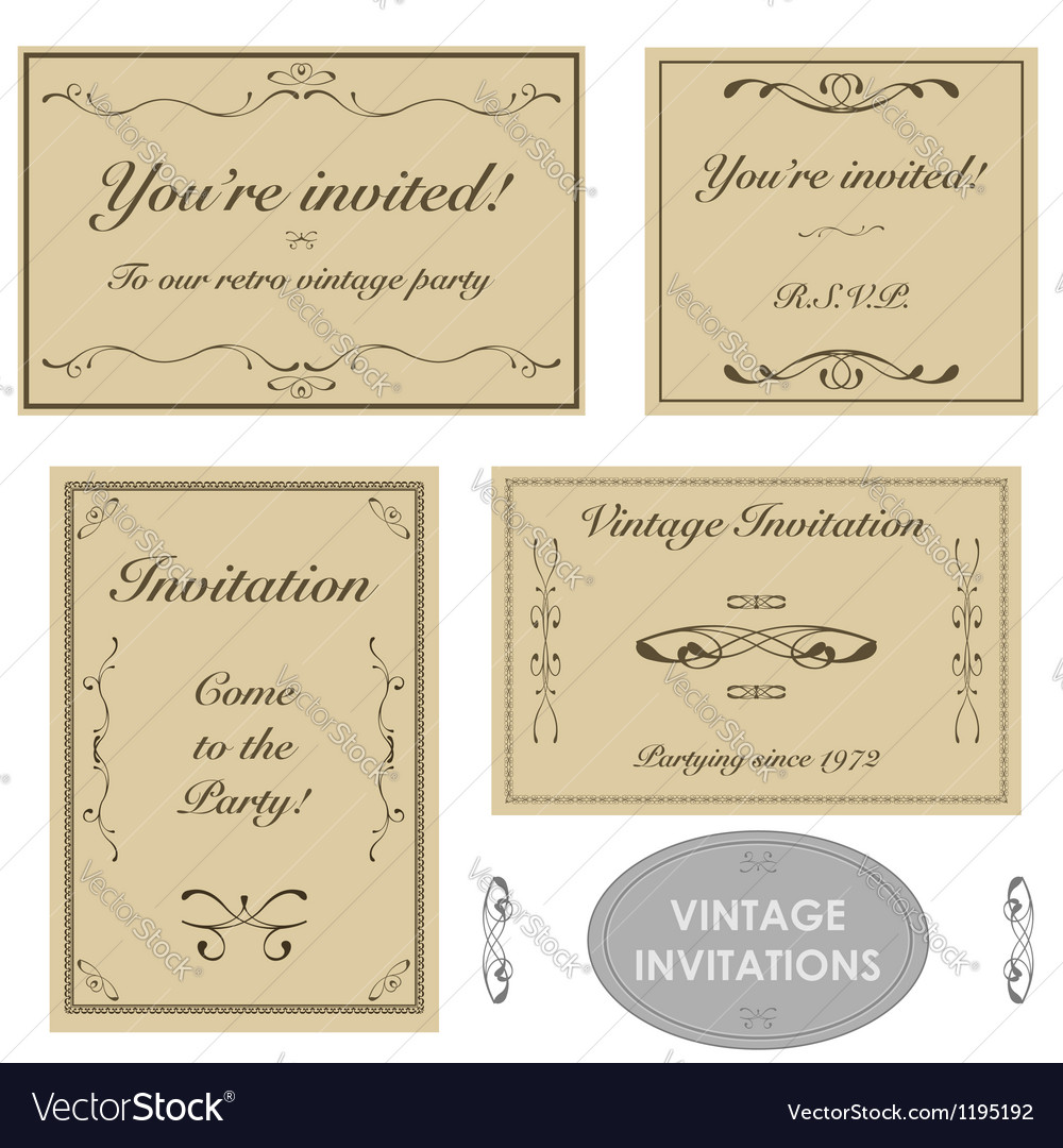 Vintage Invitation Templates Royalty Free Vector Image