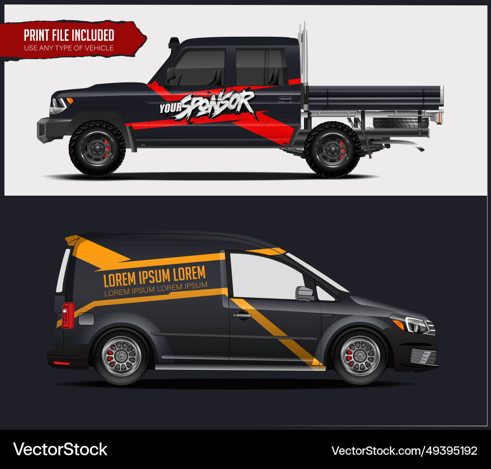 Vinyl vehicle wrap sticker design car Royalty Free Vector